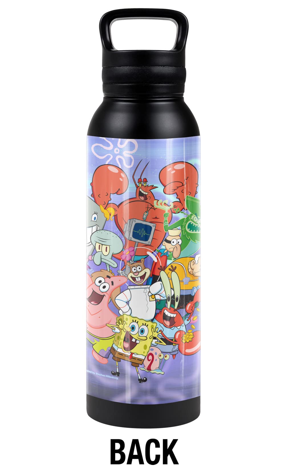 Spongebob OFFICIAL Spongebob Character Group 24 oz Insulated Canteen Water Bottle, Leak Resistant, Vacuum Insulated Stainless Steel with Loop Cap