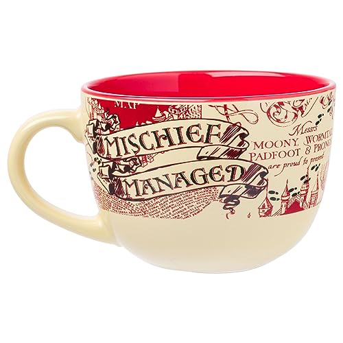 Silver Buffalo Harry Potter The Marauder's Map Mischief Managed Soup Ceramic Mug, 24-Ounce
