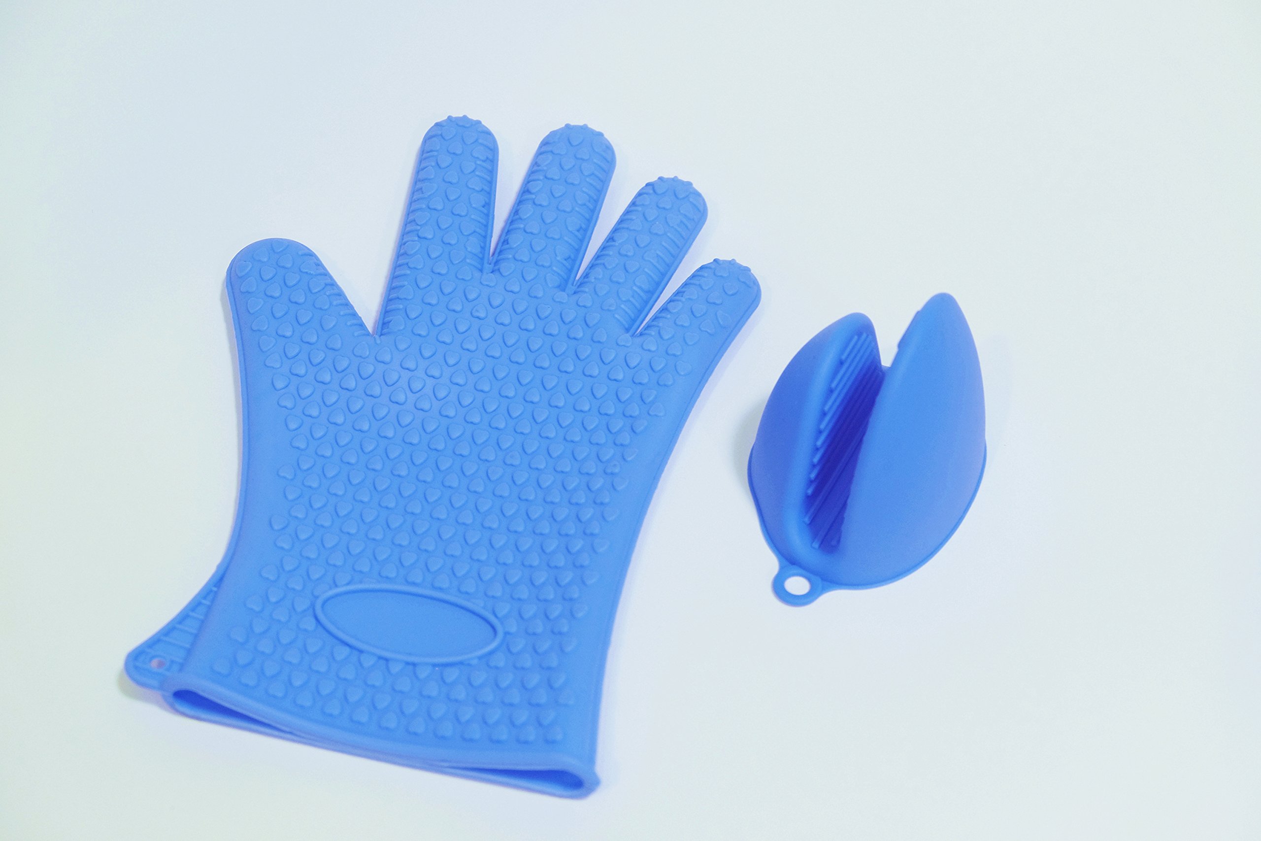 Sailing. Silicone Gloves/Mitts for BBQ Baking Cooking, Heat Resistant Barbecue Oven Cooking Grilling Mitts, Pot Holder (Set of 2, Blue)