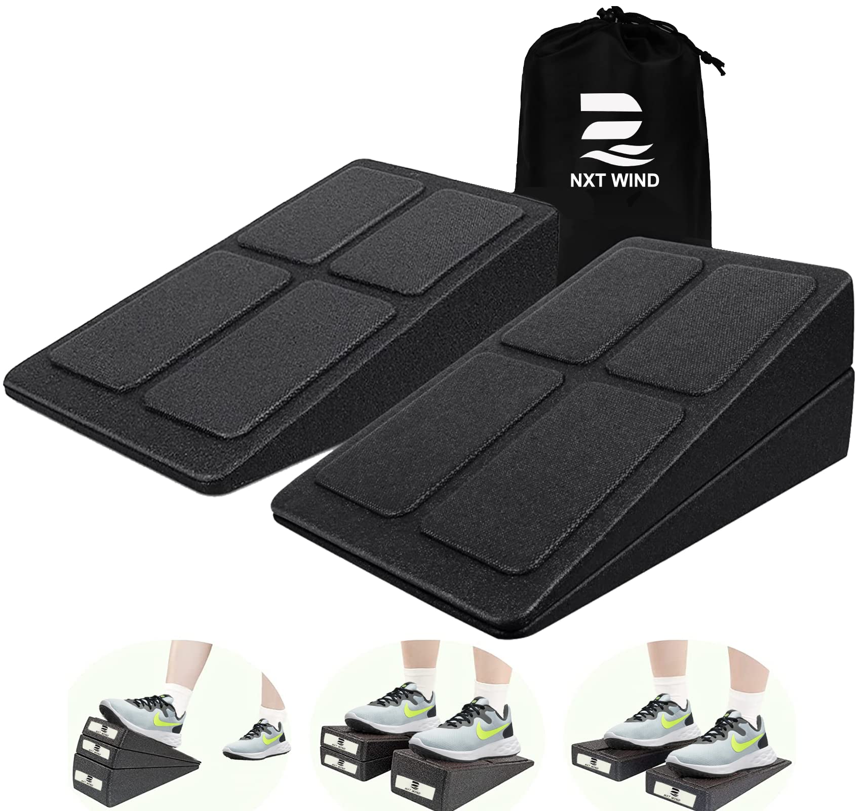 Squat Wedge Block Non Slip Professional Slant Board for Calf Stretching from NXT WIND, Adjustable Angles Knees Over Toes Equipment, Squat Ramp Foot Wedges for Squats Yoga Wedge Great for Exercise
