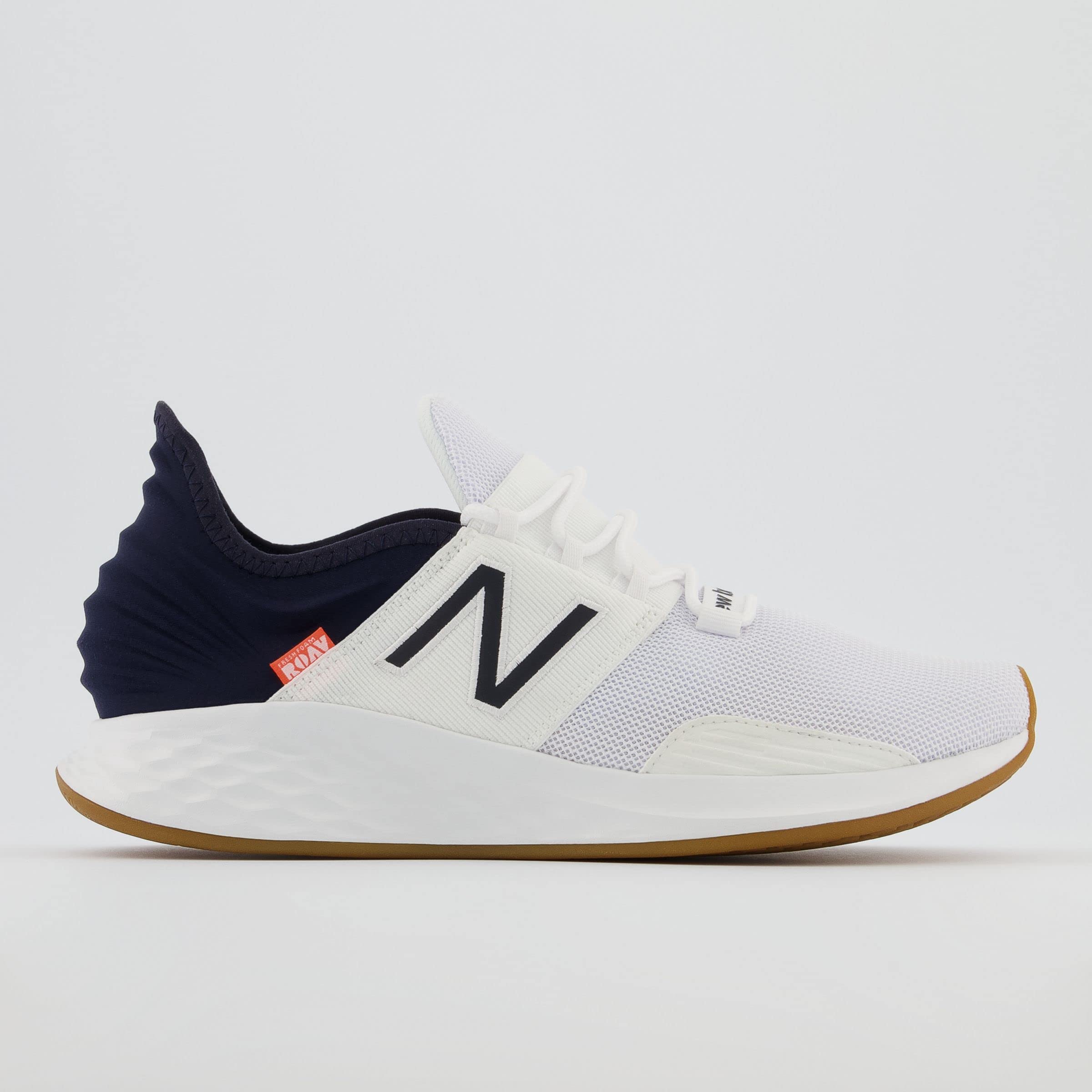 New Balance Men's Fresh Foam Roav V1 Running Shoe, White/Eclipse, 12 Wide