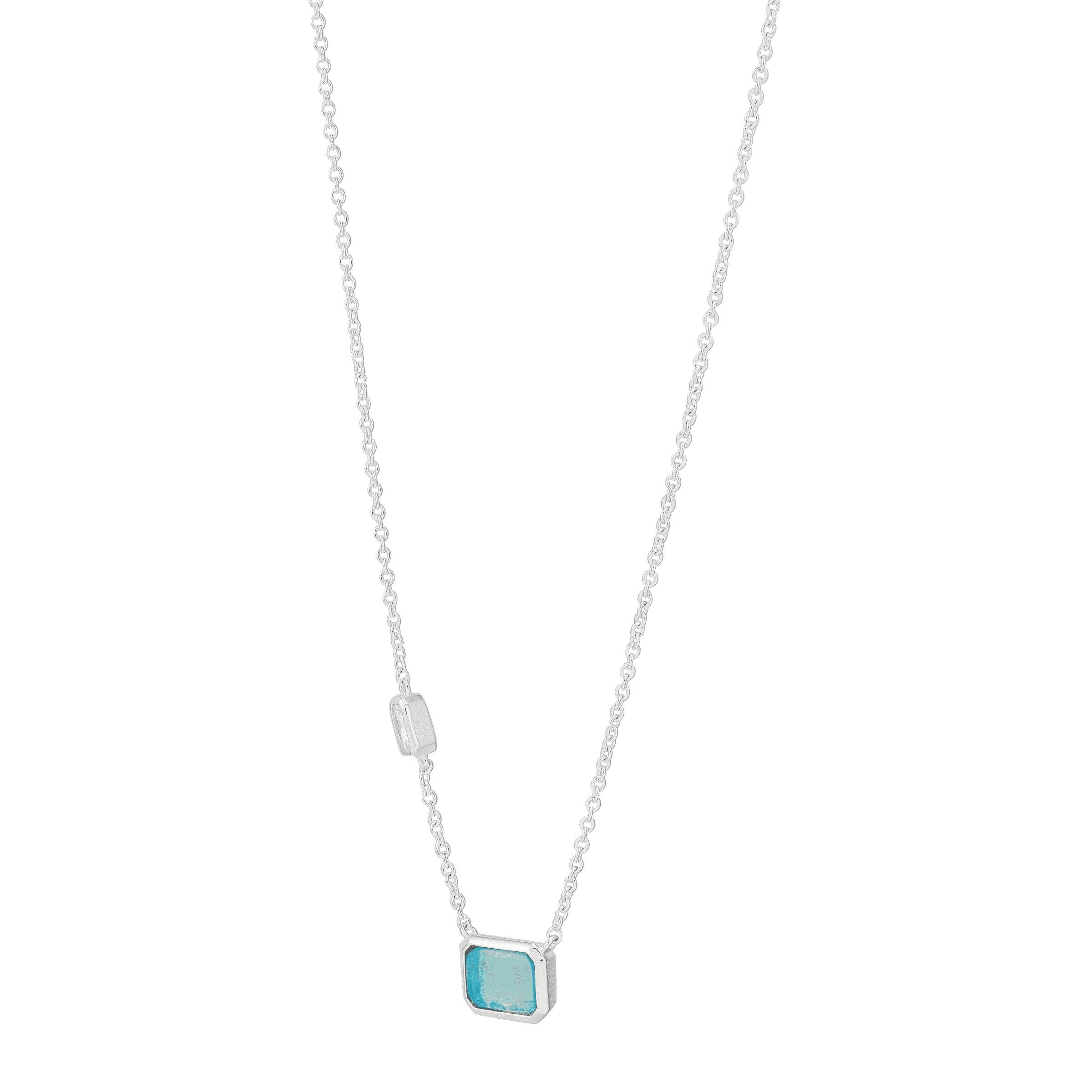 Silpada 'Intergalactic' Lab-Created Opal and Cubic Zirconia Necklace in Sterling Silver, 18" + 2"