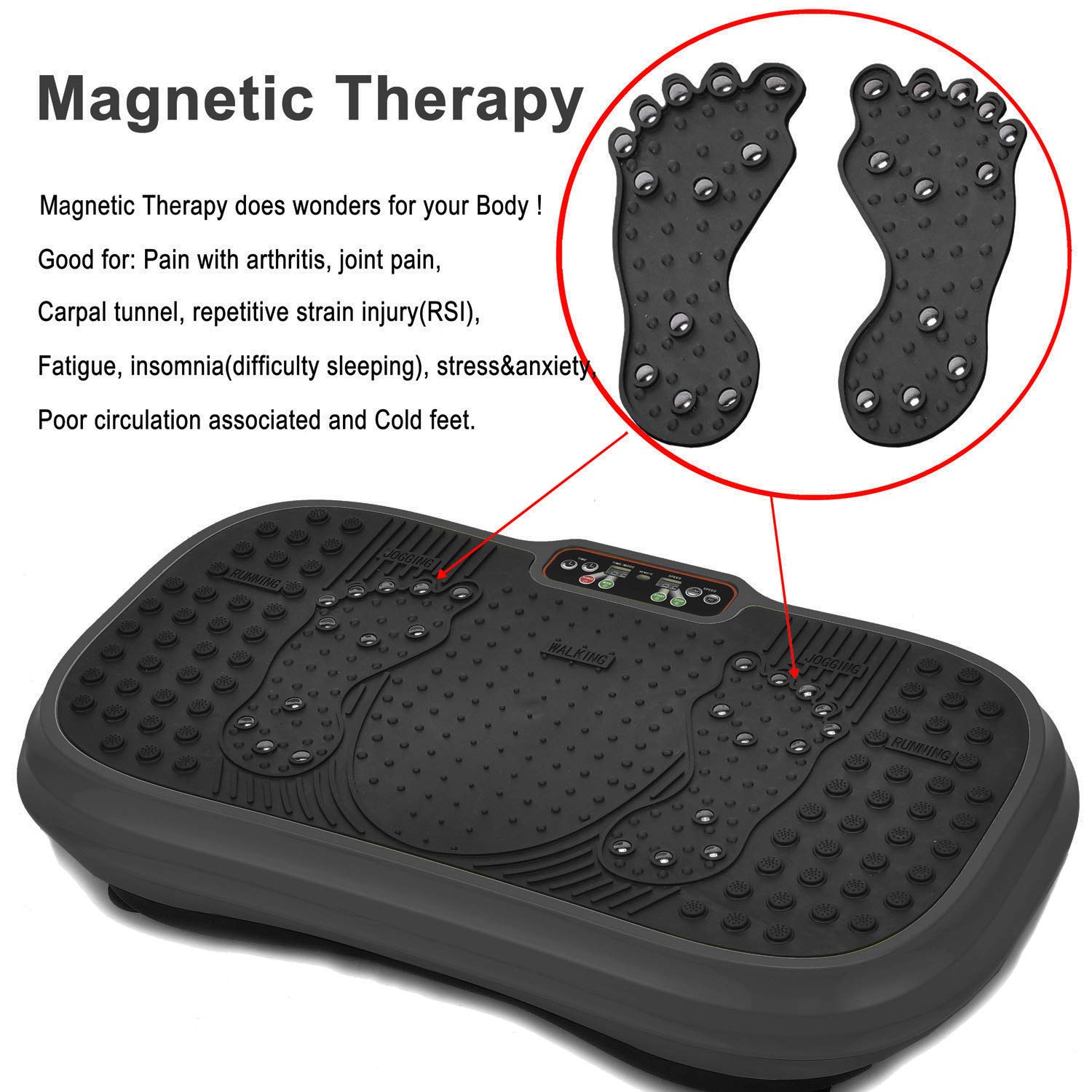 MUCHOO Vibration Plate Fitness Machine Whole Body Workout Platform Machine w/Loop Bands Body Slimmer Weight Loss and Home Training & Exercise-Black