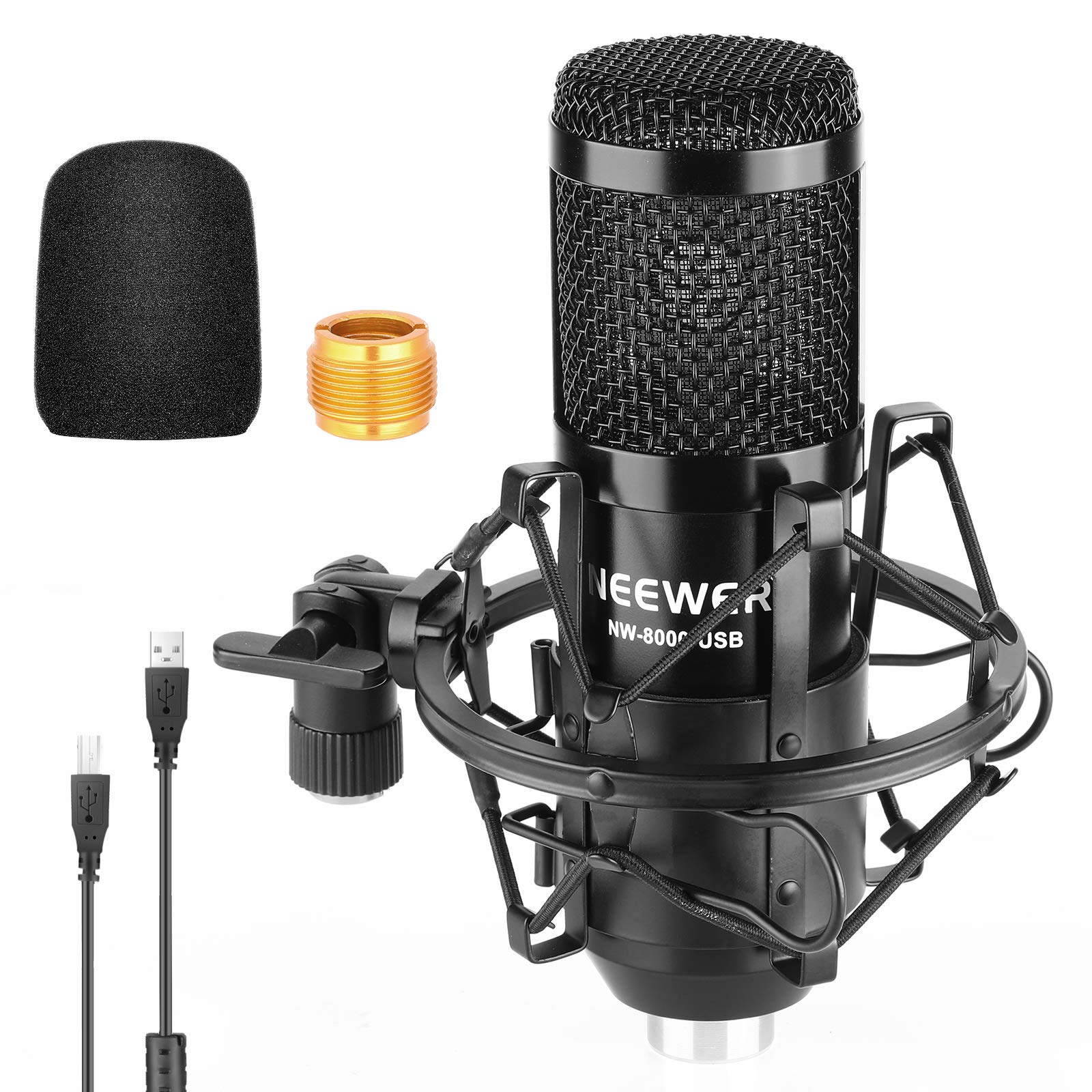 Neewer NW-8000 USB Microphone, 192KHz/24Bit Supercardioid Condenser Microphone with Shock Mount and Foam Windshield for Singing, Podcast, Live Streaming, Plug & Play