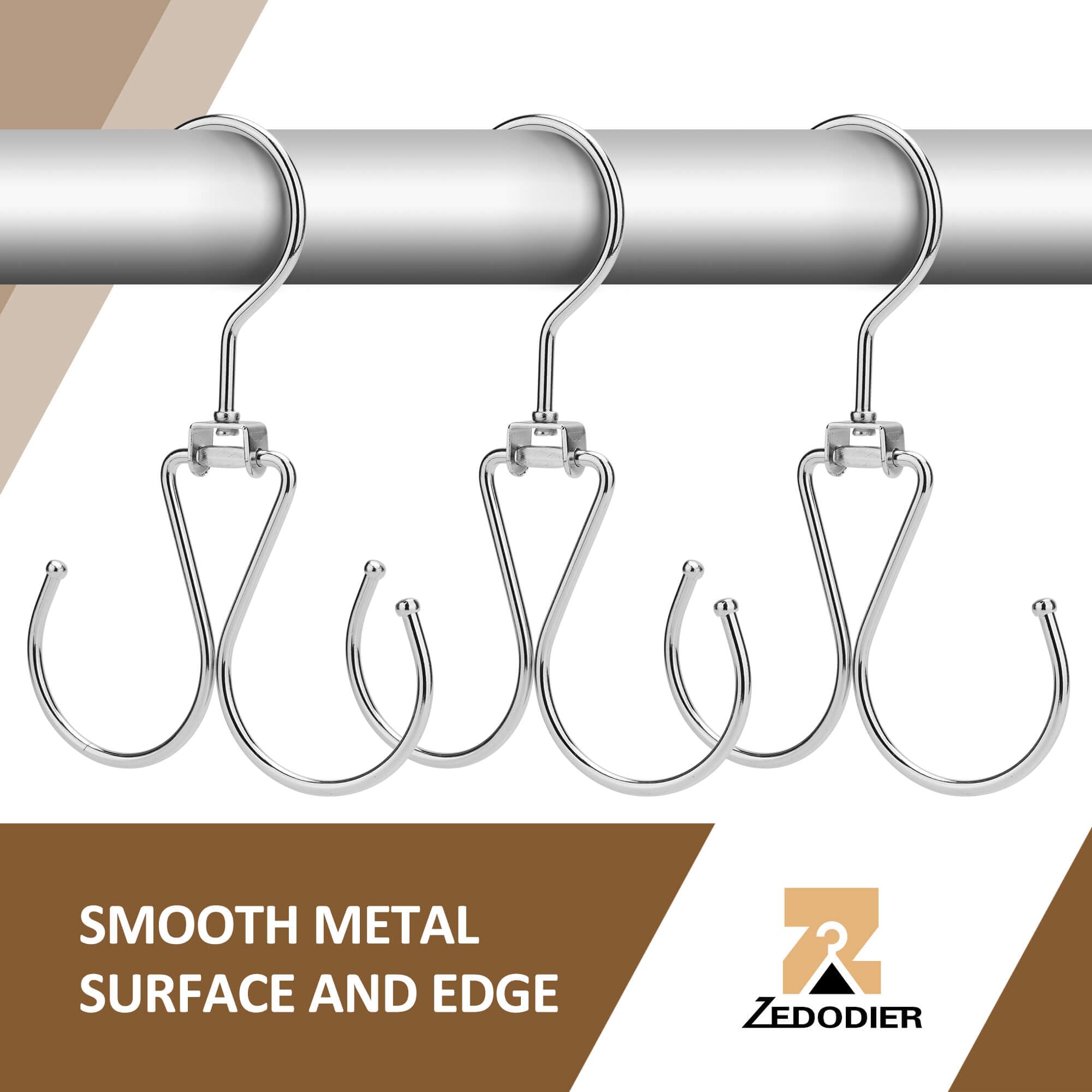 ZEDODIER 6 Pack Hat Organizer for Closet, Heavy Duty Rotatable Hat Hanger for Baseball Cap, Metal Hat Rack with 12 Hooks for Hat Storage, Silver