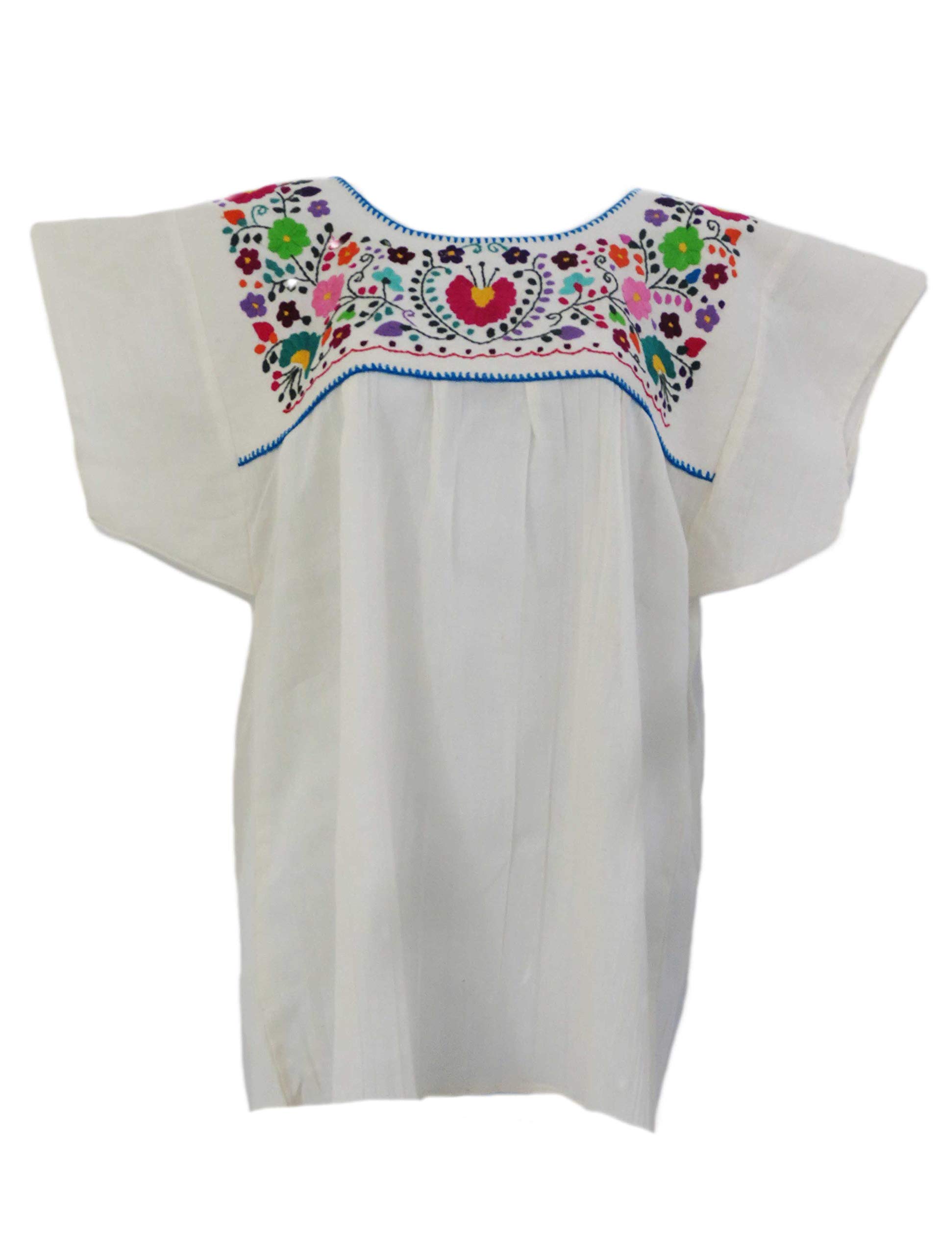 Mexican Blouse Campesina Floral (Medium, Off White)
