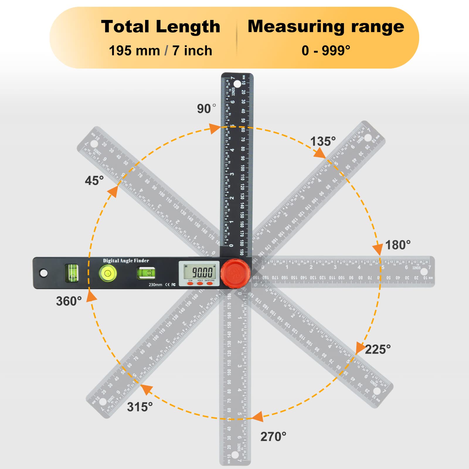 VOLCANOES CLUB Magnetic Digital Angle Finder with 3 in 1 Digital Angle Finder Protractor - Woodworking Tool Set for Carpenters, Plumbers, Building Trades