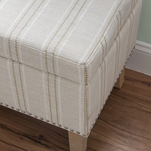 Linon Linen Stripe Upholstered Storage Stephanie Ottoman
