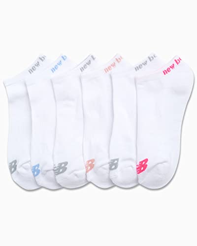 New Balance Women's Athletic Socks - Cushion Low Cut Ankle Socks (6 Pack), Size 4-10, White Assorted