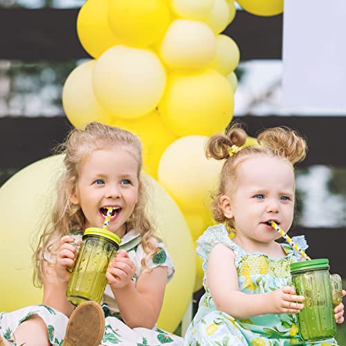 Whaline 200Pcs Bumble Bee Paper Straws Summer Honey Bee Yellow White Disposable Straws Stripe Patterned Drinking Well Crafted Straws for Juices Shakes Cocktail Baby Shower Wedding Decor Event Supplies