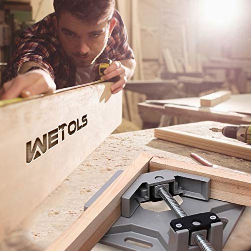 WETOLS Corner Clamp 2pcs 90 Degree Right Angle Clamp with Adjustable Aluminum Alloy Swing Jaw, Single Handle Clamps for Woodworking, Photo Framing, Gifts for Men Dad