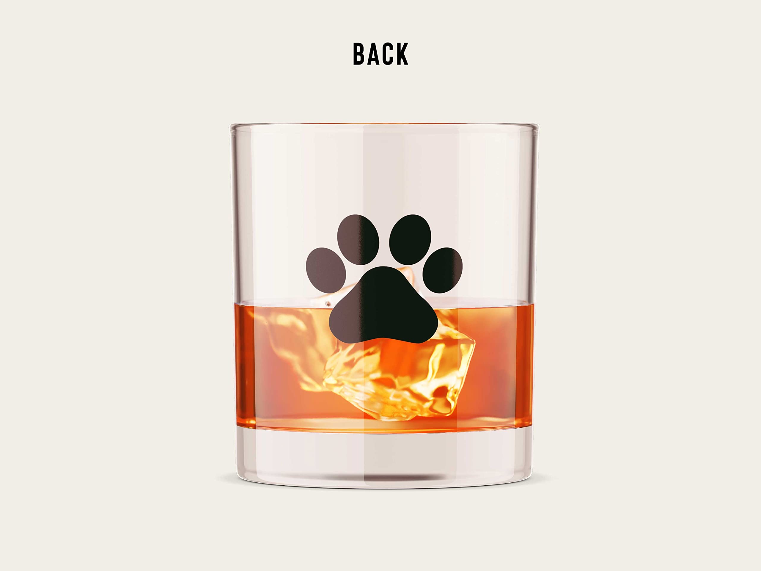 Spotted Dog Company Printed 11oz Whiskey Rocks Glass, I'm O.L.D, Only Likes Dogs, Paw Print, CM01