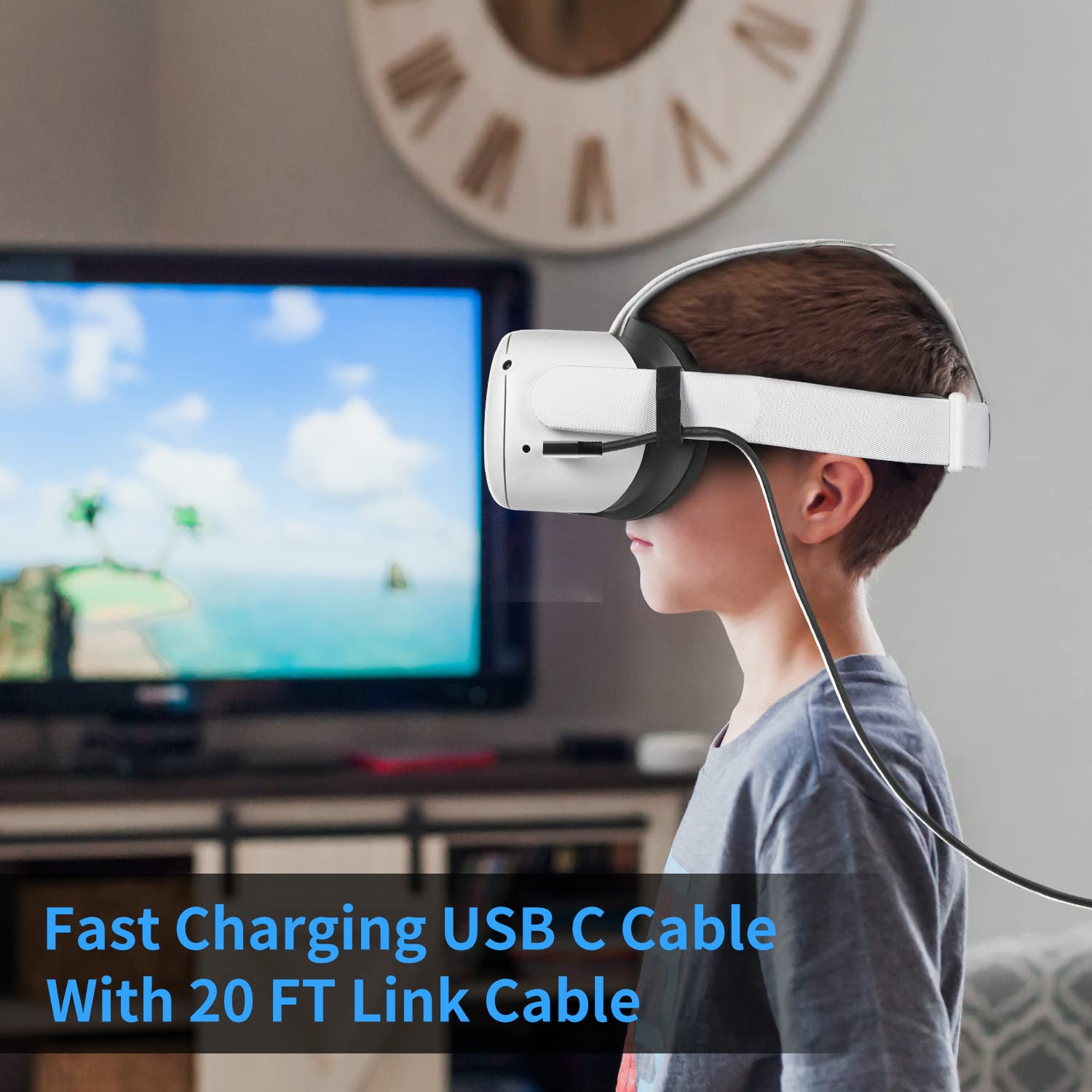 VeeR Link Cable 20FT for Quest 2 PC/Steam VR, USB C Link Cable High Speed Data Transfer Cord E-Marker Included Black