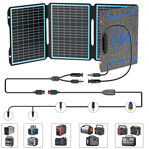 Voltset Portable Solar Panels, Foldable Solar Panel Charger of ETFE 23.5% High Efficiency with Adjustable Kickstand, Waterproof IP68 for Mobile Power Station RV Camping Off Grid