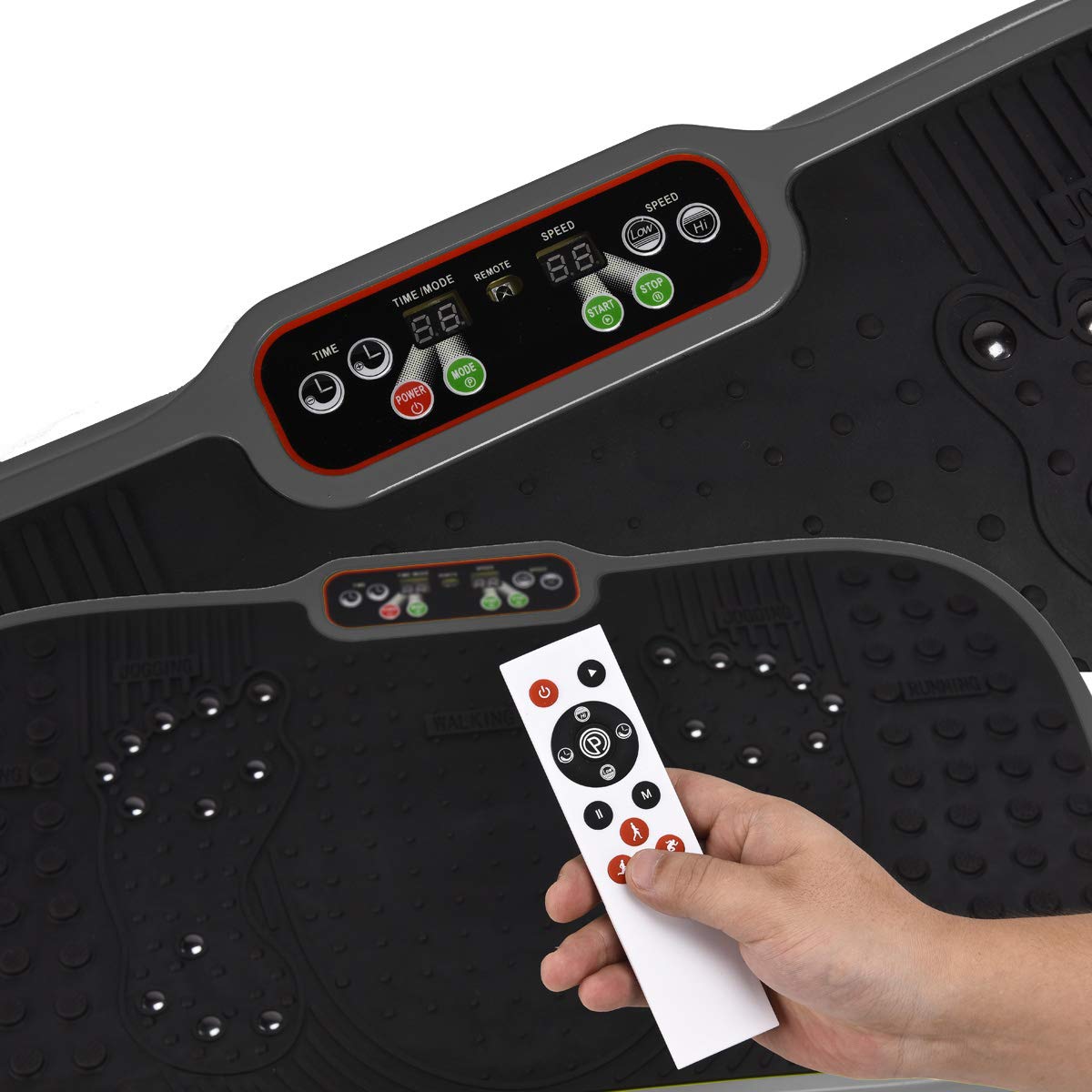 MUCHOO Vibration Plate Fitness Machine Whole Body Workout Platform Machine w/Loop Bands Body Slimmer Weight Loss and Home Training & Exercise-Black