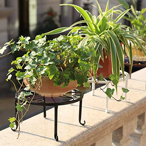 Metal Plant Stand Wrought Iron Planter,Iron Art Flower Pot Supporting Stand Indoor Outdoor Garden Set of 3(White)