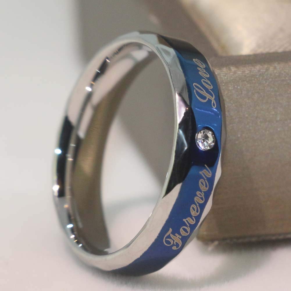 mensring 6mm Titanium Steel Mens Ring Wedding Band Blue Rings for Man Forever Love Cz Womens Ring