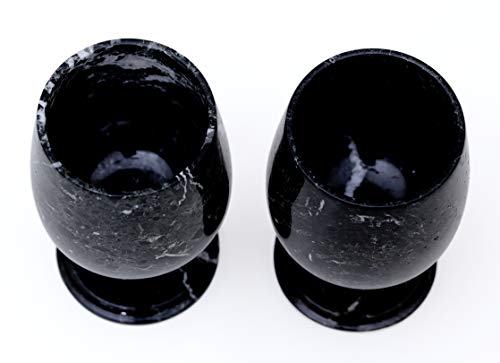 Radicaln Marble Wine Glasses Set of 2 Black 5.5 x 3.5 Inches 8.4 oz Handmade Wine Glass Set - Marble Stone Champagne Glasses - Suitable for Small Gathering & Home Décor