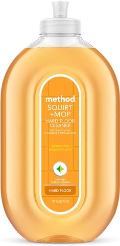 Method Hardwood Floor Cleaner Squirt + Mop Bottle, Ginger Yuzu, For Sealed Hardwood and Laminate Floors, 25 Fl Oz (Pack of 2)