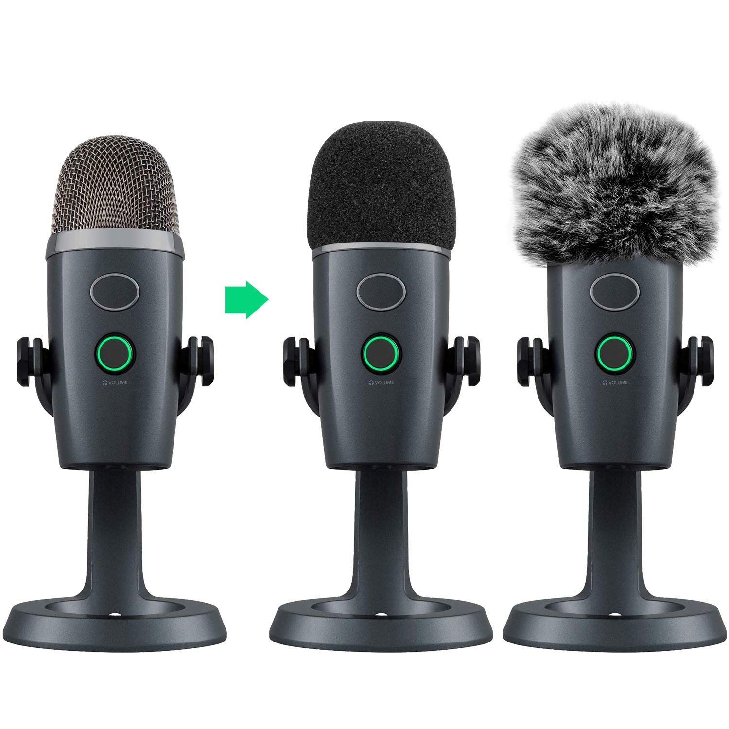 Mic Windscreen Cover Pop Filter Compatible with Blue Yeti Nano,ChromLives Furry Windscreen Cover + Mic Foam Wind Cover Compatible with Yeti Nano (Furry & Foam Combo 2Pack)