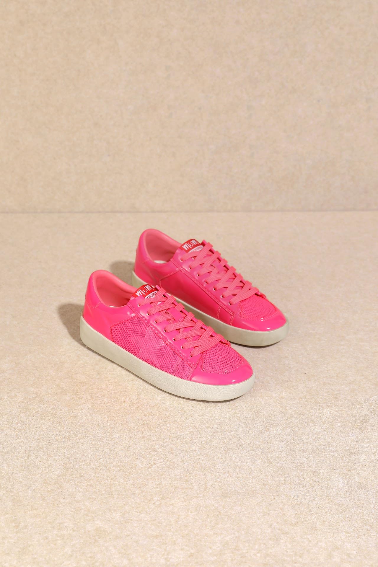 Mi.iM Candace Rubber Sole Lace-up Leather Star Sneakers (6.5, White)
