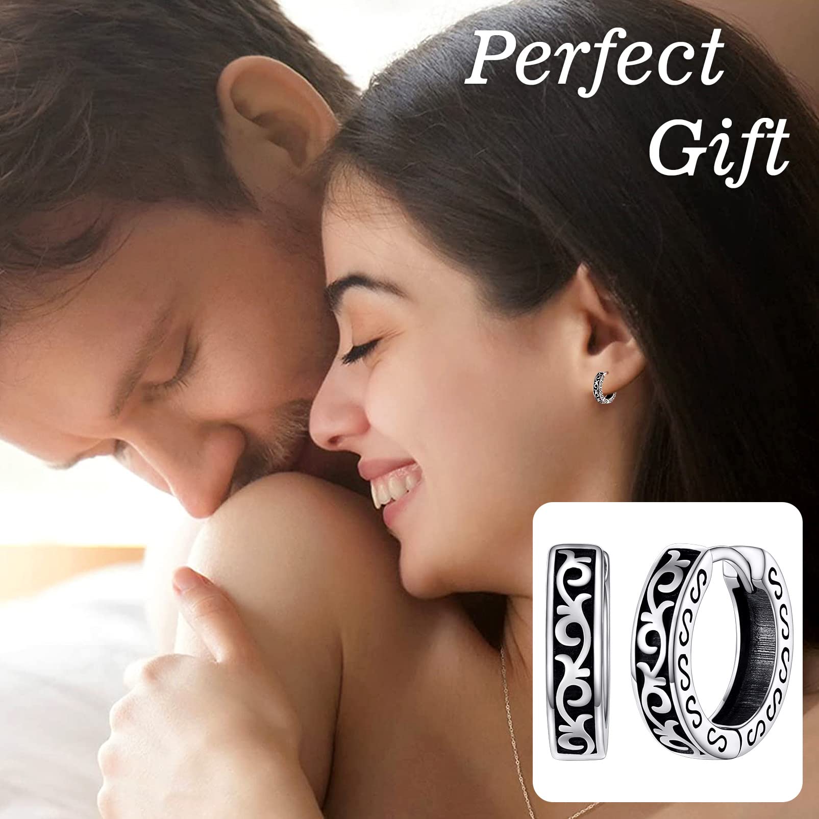 Silver Hoop Earrings for Women Vintage Celtic Knot Huggie Hoops for Couple Unisex Jewelry