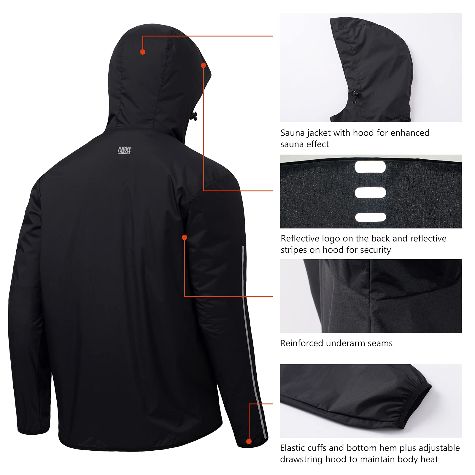 Ripstop Sauna jacket men Weight Loss Boxing Gym Sweat Suits Workout Jackets
