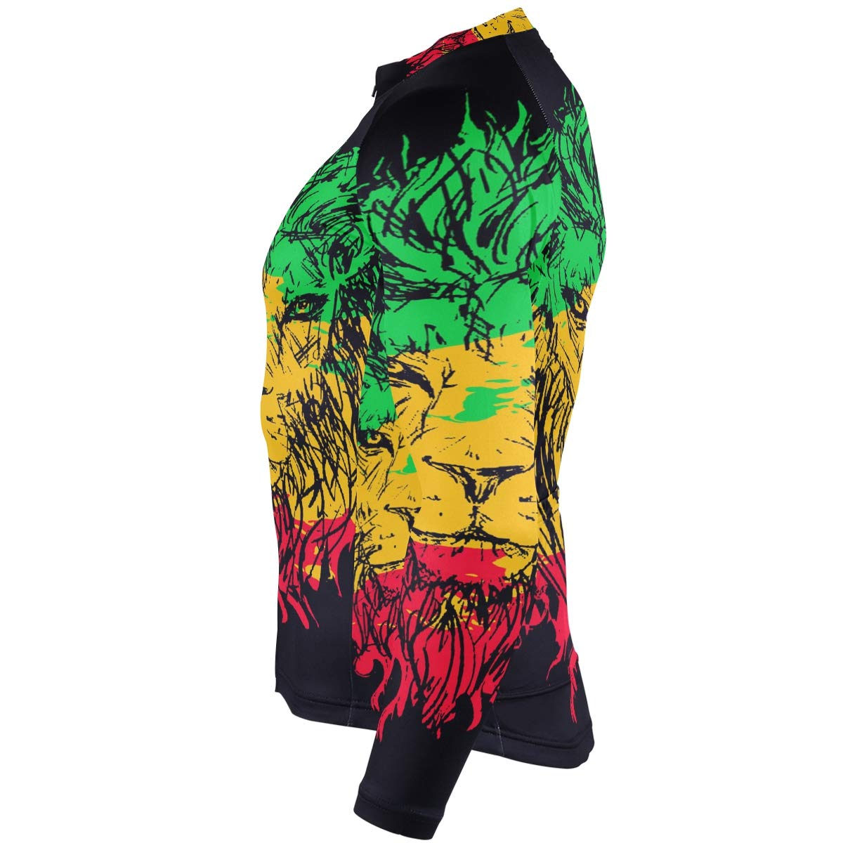 Lion Pattern Men's Cycling Jersey Long Sleeve Bicycle Shirt with Full Zipper & 3-Rear Pockets