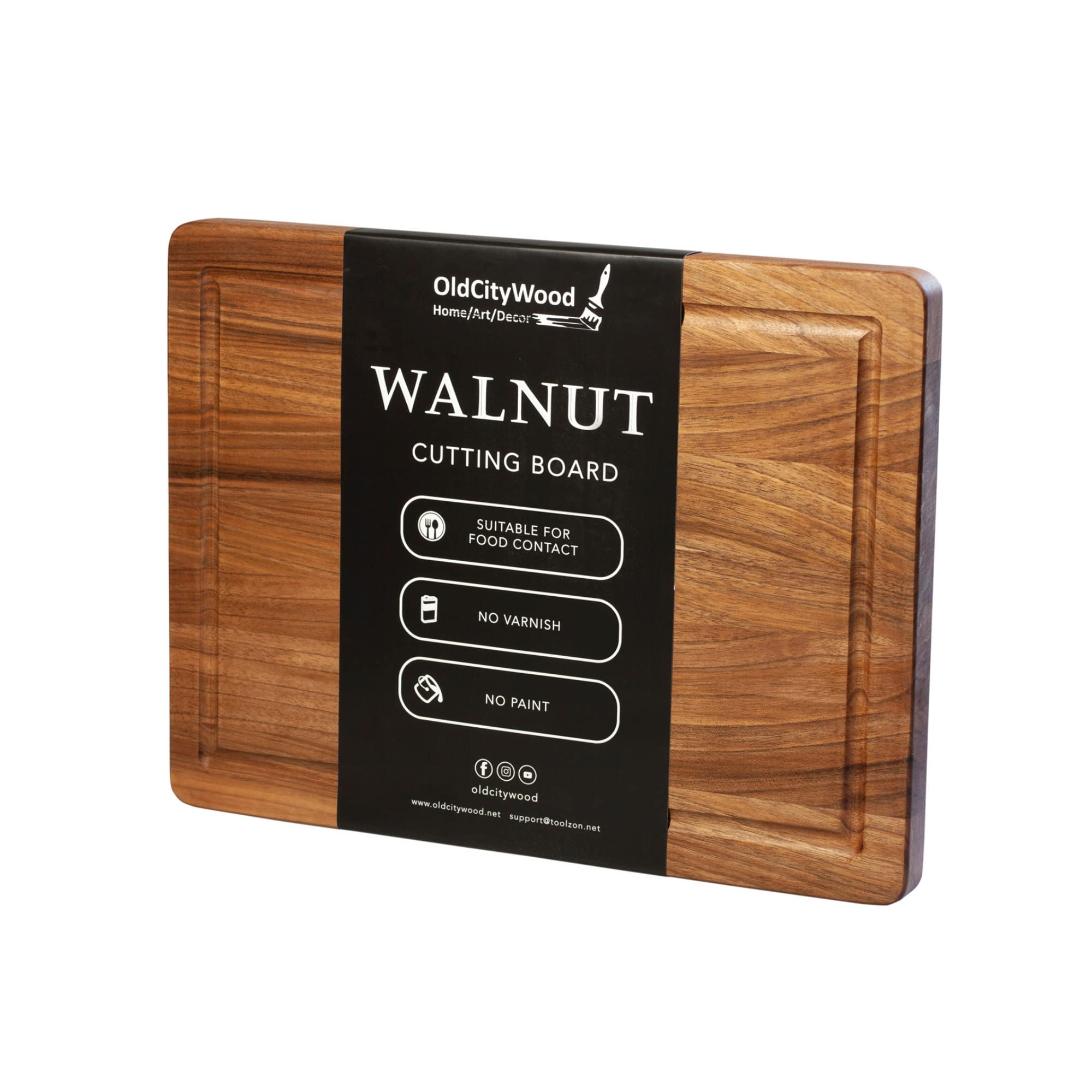 Walnut Wood Cutting Board For Kitchen 16x12'' with Juice Groove, Chopping Board Made of Walnut Wood for Meat, Cheese and Vegetables (Large, 16x12 inch)