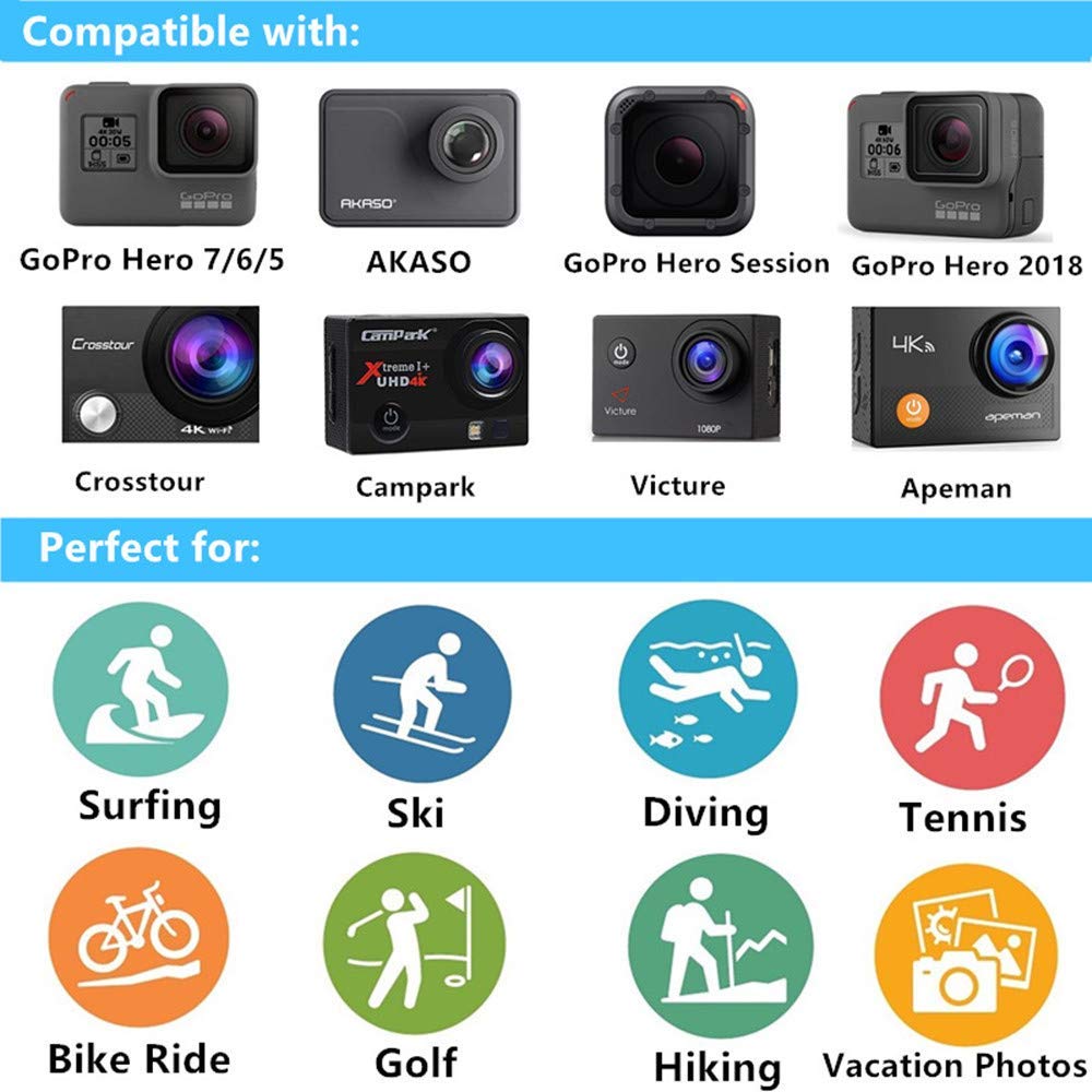 MRMASS Accessories for Gopro Hero 9 Gopro Hero 8 AKASO EK7000 Brave 4 Victure Crosstour Apeman VicTsing Action Camera Accessory Bundle with Case