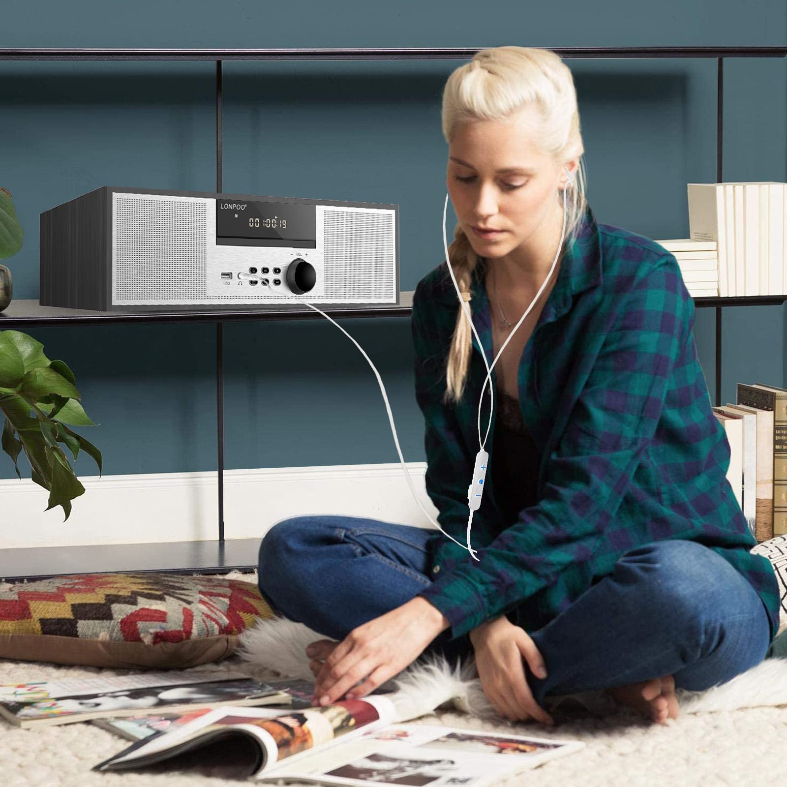 Vintage Home CD Stereo System, 40W RMS Micro Component with CD Player, Bluetooth, USB Playback, FM Radio, AUX-in & Earhpones Output, Clear Sounds & Rich Bass (TB-816 Black)