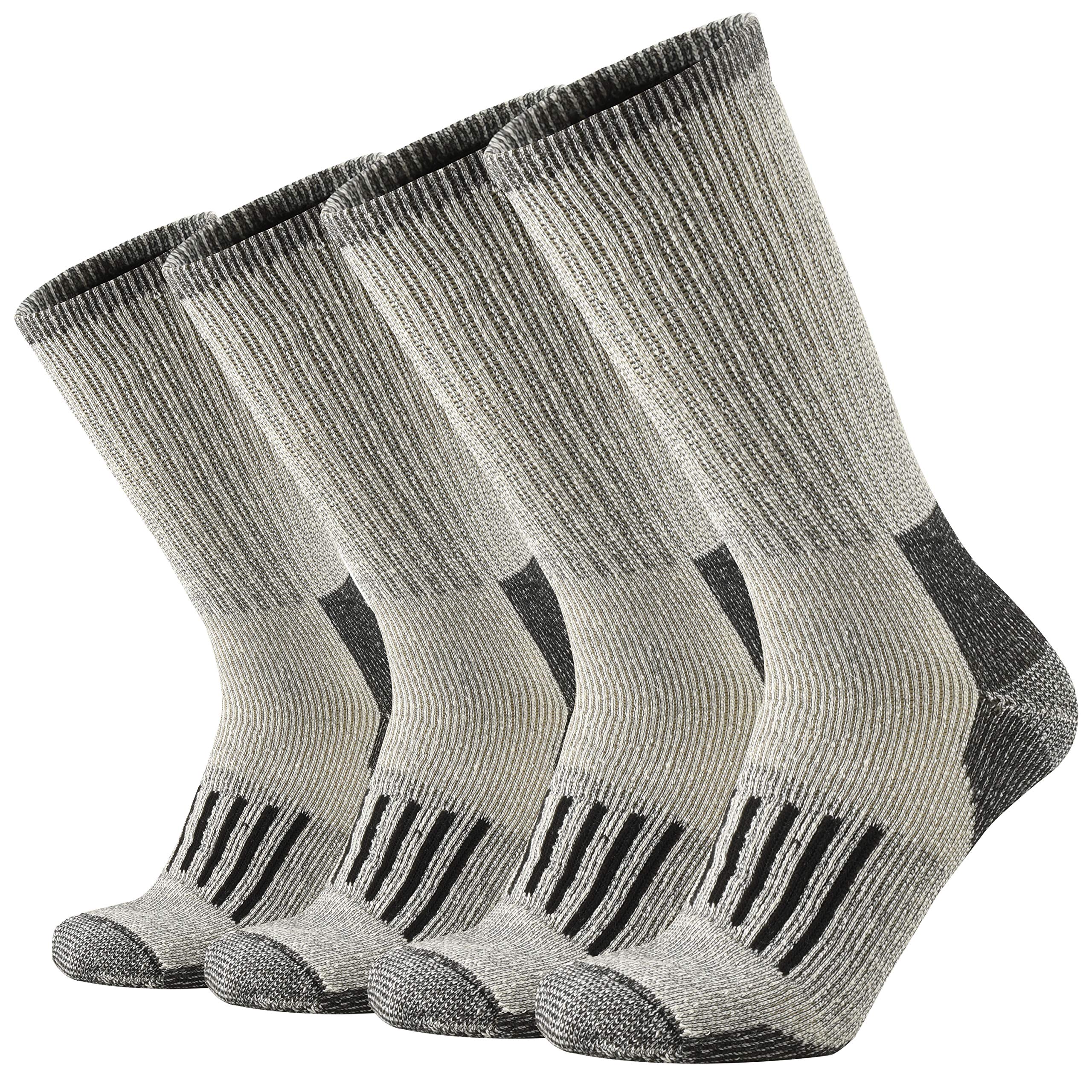 ONKE Merino Wool Cushion Crew Socks for Men Outdoor Hiking All Seasons Work Boot Heavy Thick Thermal Moisture Wicking Control(Black L)