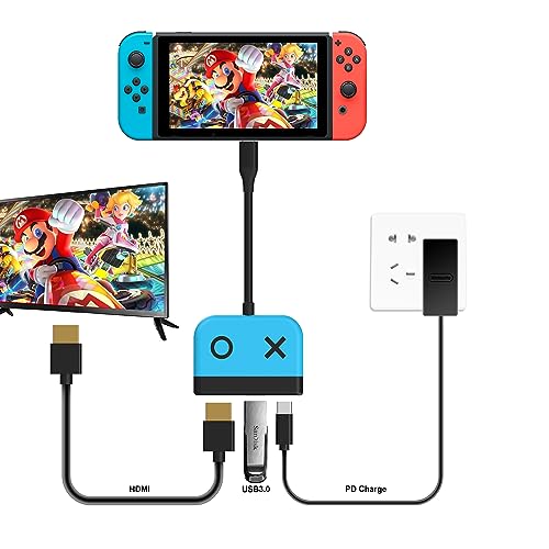 Switch Dock for Nintendo Switch/OLED Switch,Portable TV Dock with 4K HDMI USB 3.0 Port and USB C Charging,Travel Dock for Nintendo Switch Samsung Steam Deck MacBook Pro/Air and More