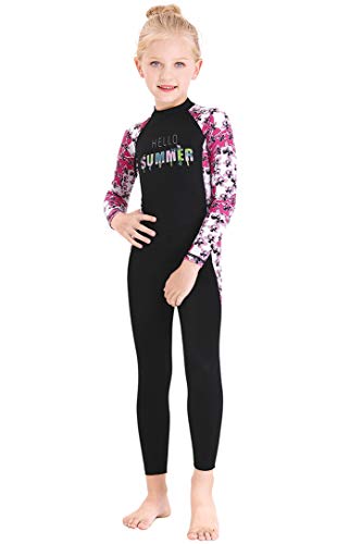 Micosuza Kids Flower Printed One Piece Swimsuit Sun UV Protective Rash Guard Swimwear