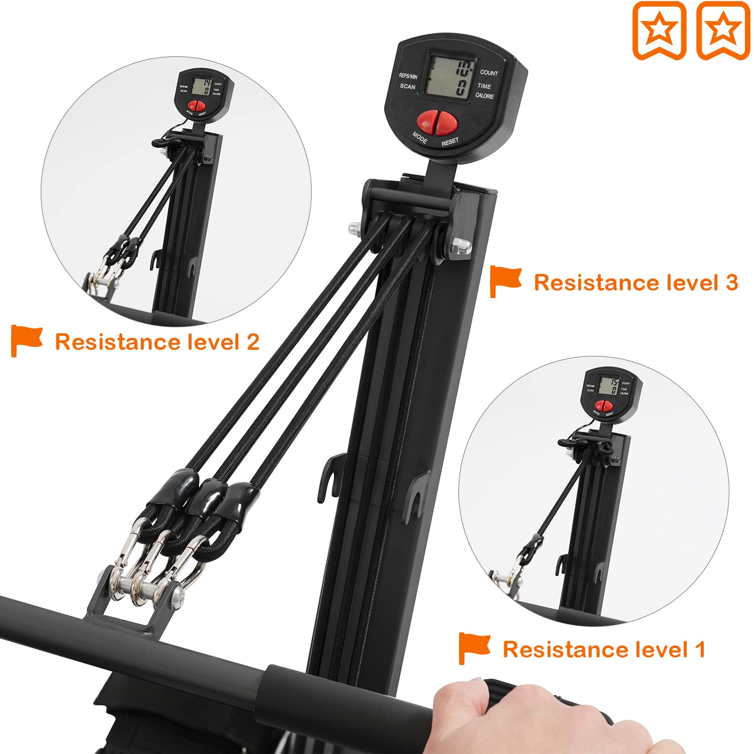 Rowing Machine Compact Rower with 3 Adjustable Resistance Levels, 2023 Revolution New Row Machine with LCD Display, 300 LBS Weight Capacity Foldable Rower for Home Office Use - Smooth & Quiet