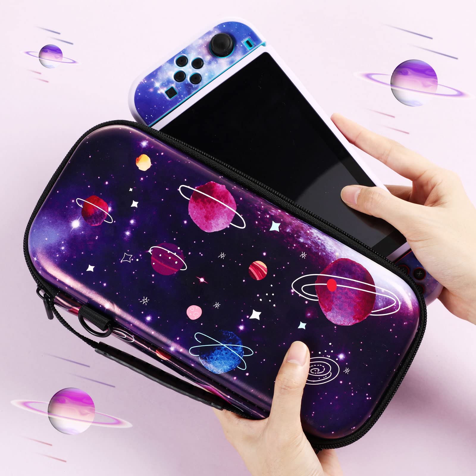 Weewooday Carrying Case Compatible with Nintendo Switch NS, Hard Case Protective Cover Travel Bag with 12 Card Slots Compatible with Switch Console and Accessories