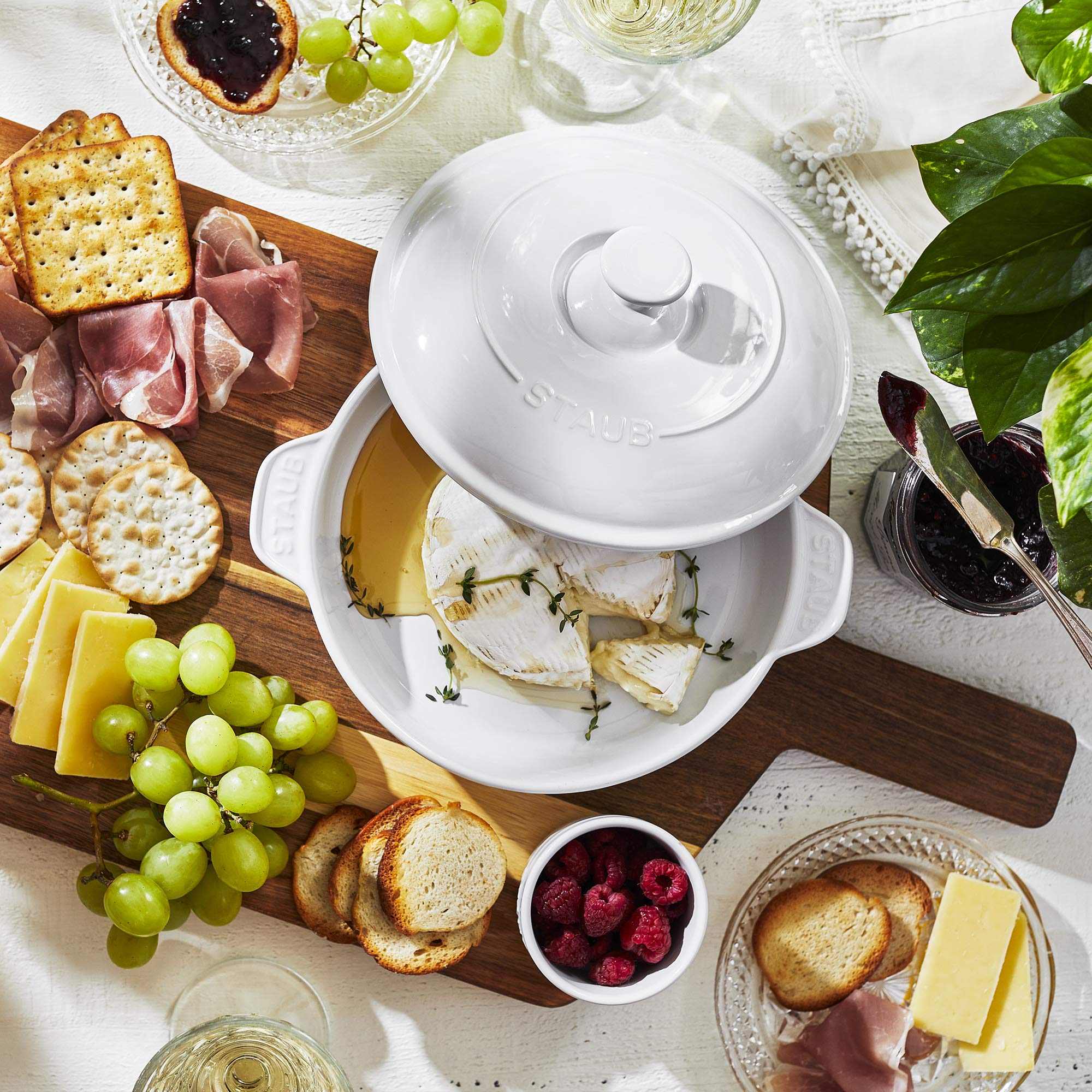 Staub Ceramics Covered Brie Baker, 8in, White