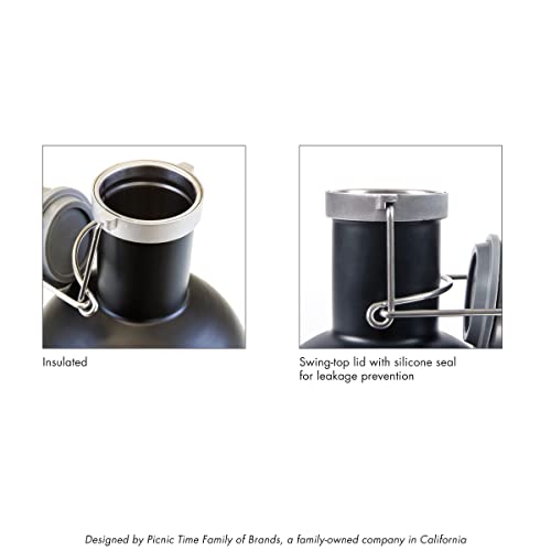 Stainless Steel 64-Ounce Beer Growler by LEGACY - a Picnic Time Brand, Black Matte Finish
