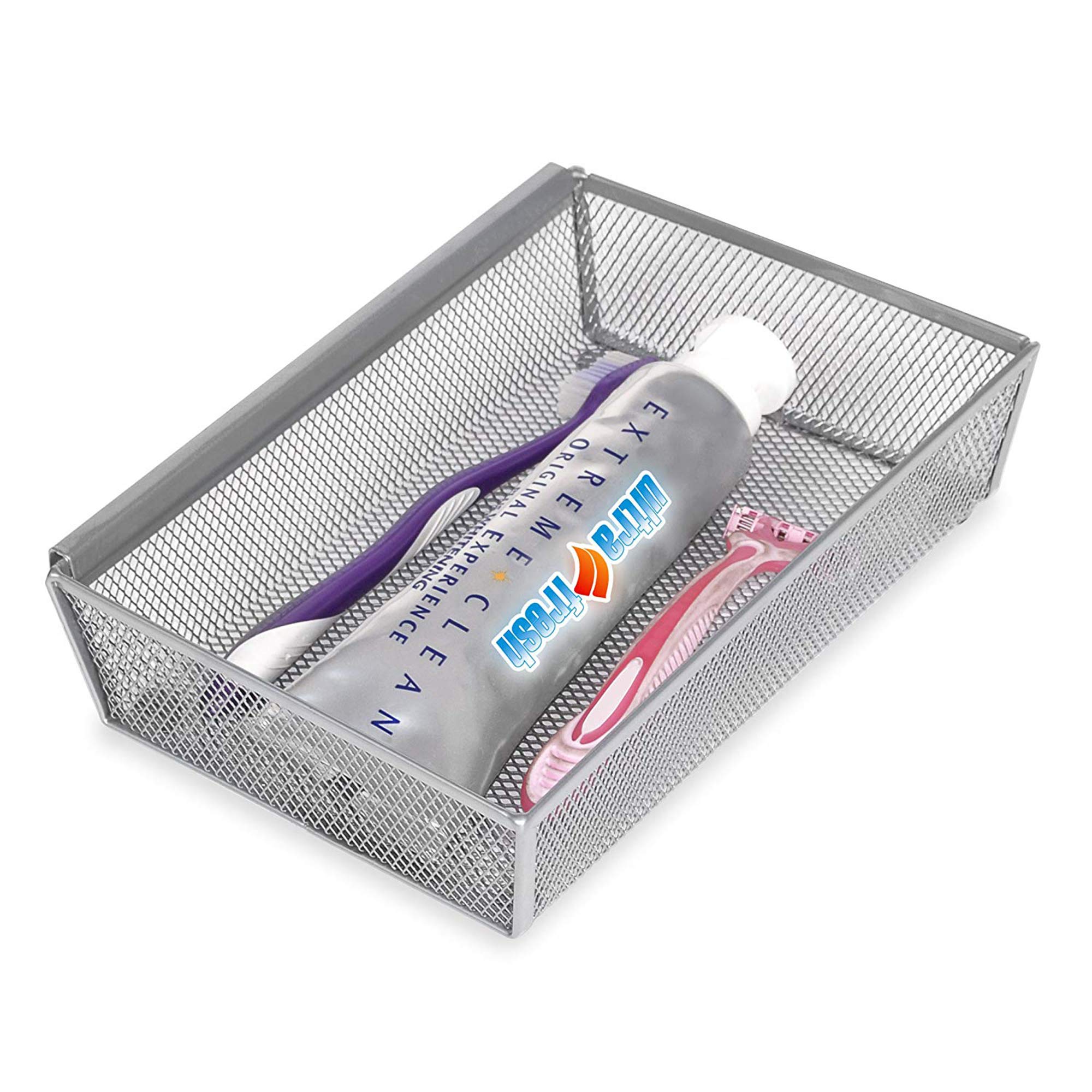 Smart Design Drawer Organizer - (9 x 6 Inch) - Steel Metal Mesh Tray - w/ Interlocking Arm Connection - Utensils, Silverware, Organization - Kitchen [Silver]