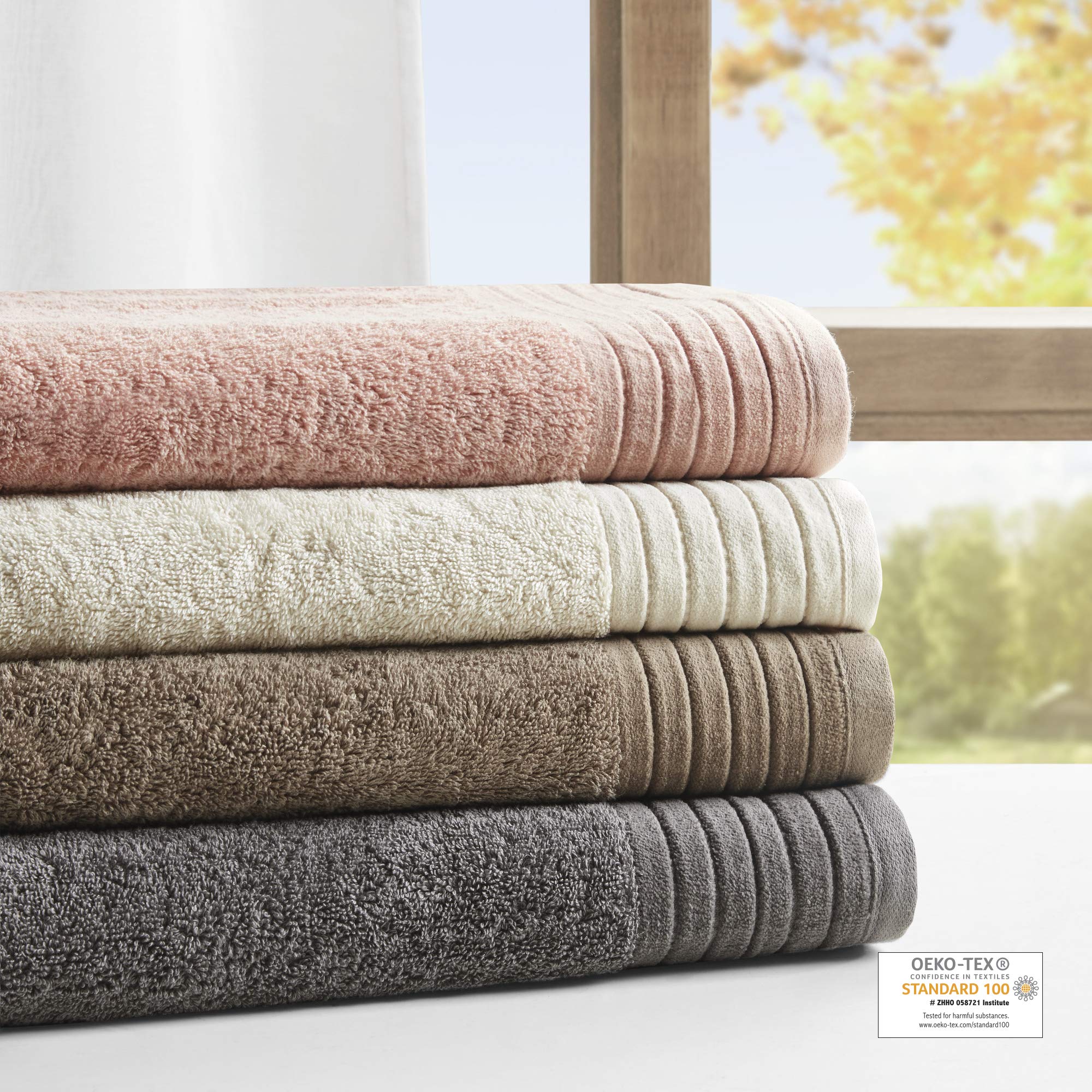 Madison Park Mirage Solid 100% Cotton 8 Piece Towel Set, Taupe