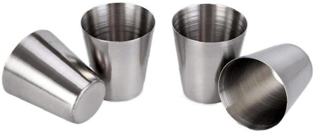 Stainless Steel Shot Cups Shot Glass Drinking Metal Shooters Leather Cup Holder For Whiskey Tequila Liquor Great Barware Gift 4Pcs/Set Durable processing
