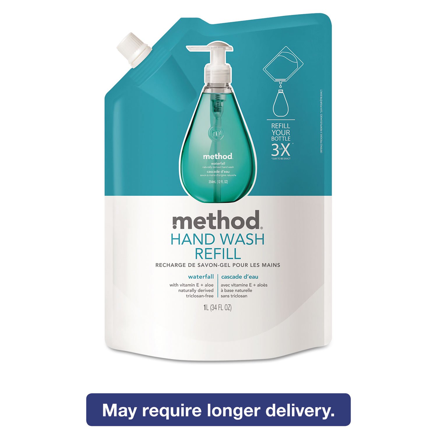 Method Gel Hand Wash Refill Pouch, Waterfall, 34 Ounce