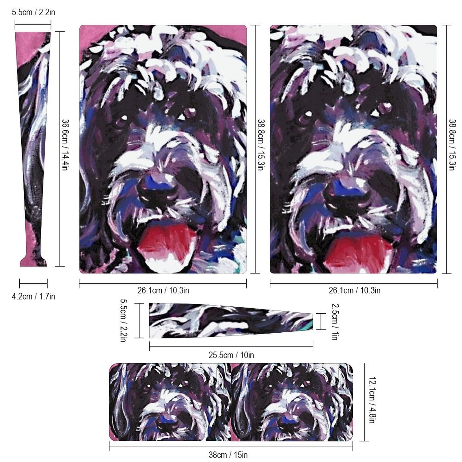 Watercolor Poodle Dog Full Protective Skin Cover Design Wrap Decal Sticker Compatible with PS5 Digital Edition Console and Controller