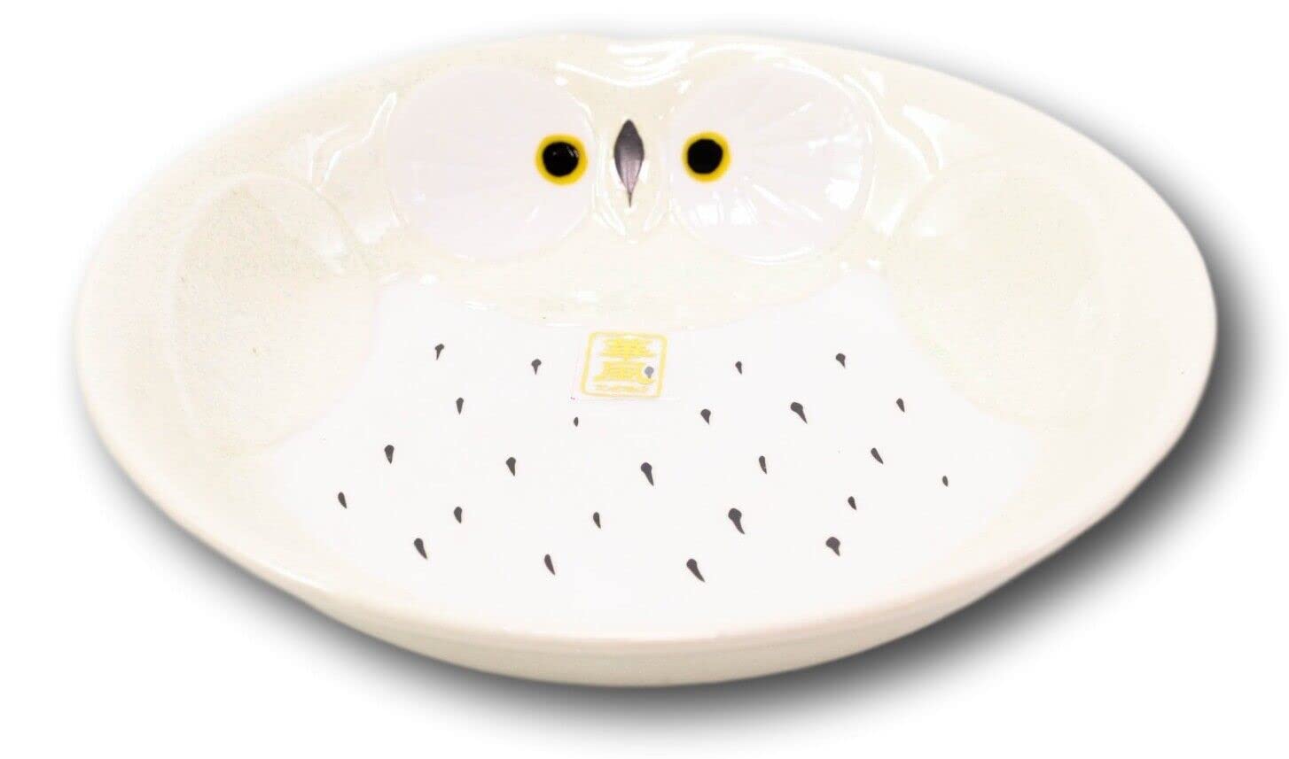 Set Of 4 White Owl Ceramic Salad Entree Deep Plates Or Shallow Bowls