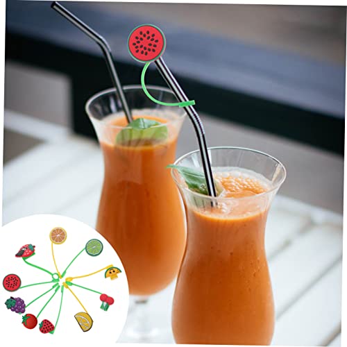 TENDYCOCO 10pcs Fruit Straw Cap Straw Accessories Juice Hat Cute Straw Cover Straw Covers Cute Straw Caps Kids Straw Topper Straw Decorative Cap Straw Tips Cap Pvc Automatic Child Fruit Tray