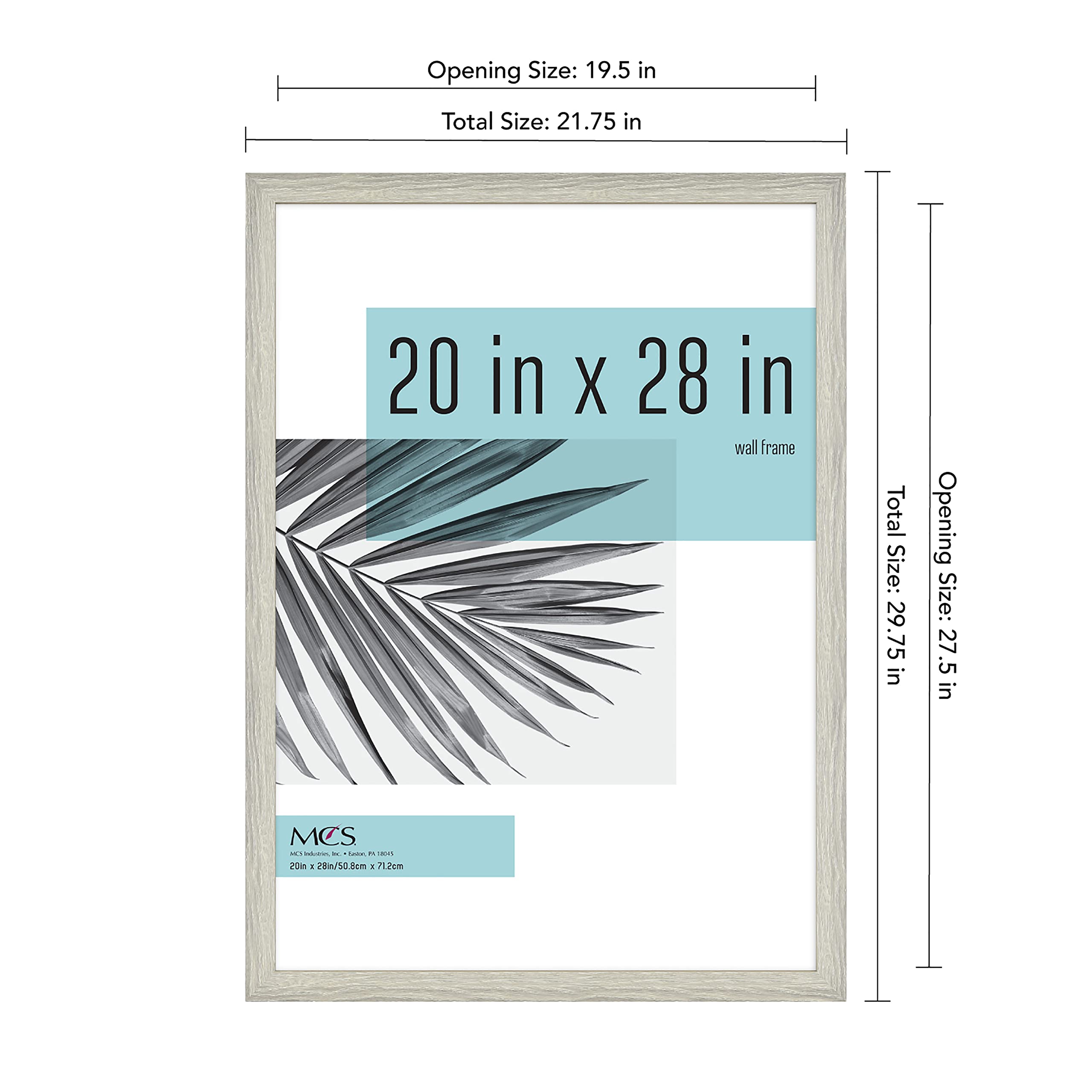 MCS Studio Gallery 20 x 28 Poster Frame Gray Woodgrain, Vertical & Horizontal Wall Hanging Large Picture Frame for Photos, Posters & Art Prints (2-Pack)