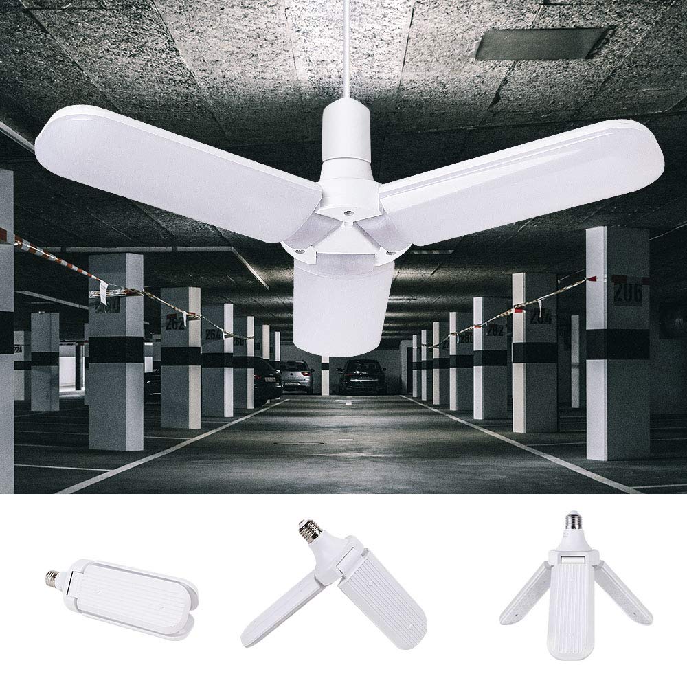 Neporal Tribright-LED-Garag-Light-45W 4500lm LED Shop Light for Garage Screw-in Ceiling Light E27 Adjustable Basement Light for High Bay Garage Workshop Basement Storage and Barn