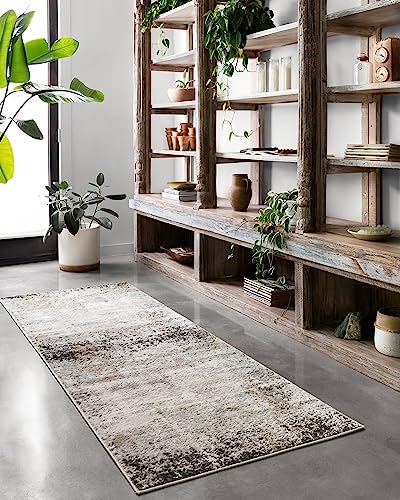 Loloi II Alchemy Collection ALC-02 Contemporary Accent Rug 2'-8" x 4' Granite/Gold Rectangular 0.25" Thick