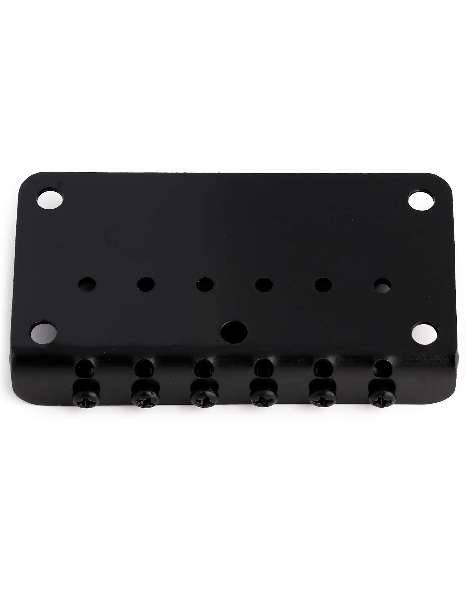 Metallor Top Load Guitar Bridge Tailpiece Fixed Hardtail Saddle Bridge Compatible with 6 String Fender Strat Tele Style Electric Guitar Parts Black.