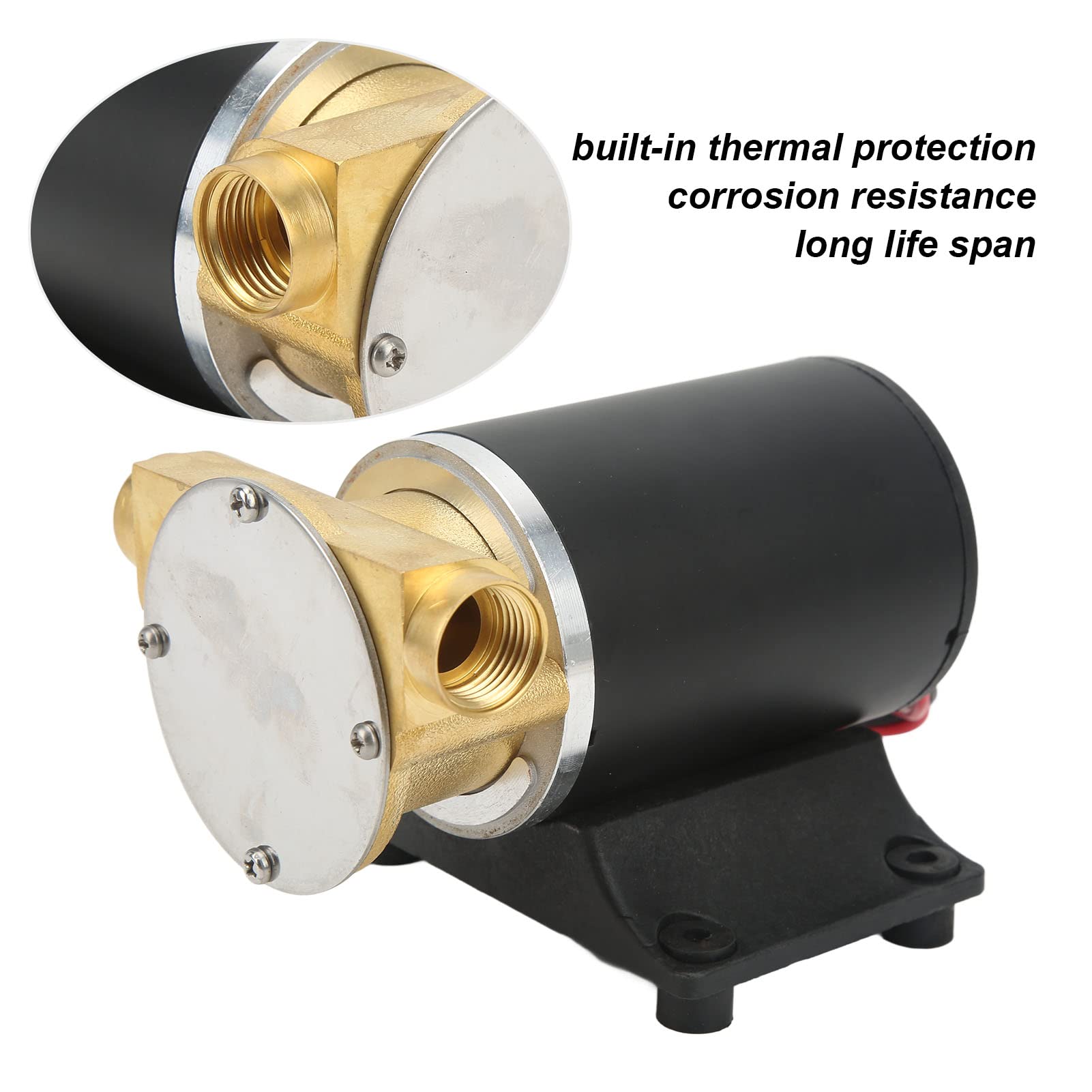 Raguso Boat Bilge Pump, Convenient Manipulation 6GPM Long Life Span Liquid Delivery Flush Pump Self Priming Impeller Bilge Pump for Liquid Transfer(#1)